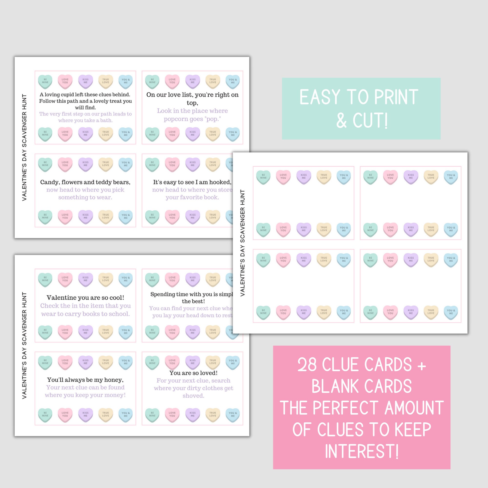 Indoor Valentines Day Scavenger Hunt, Valentines Treasure Hunt ...
