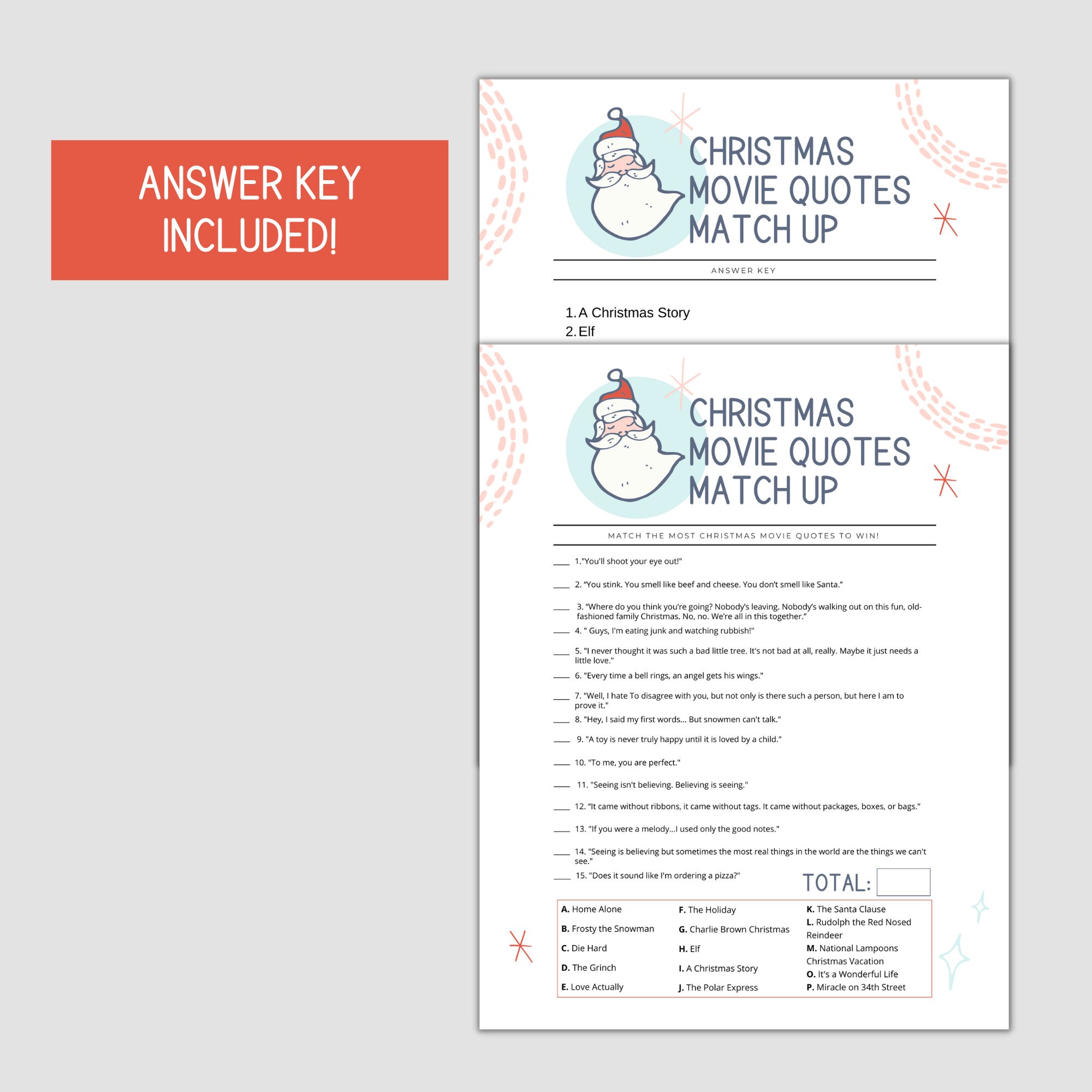 Christmas Movie Quotes Trivia Game, Christmas Party Printable Game ...
