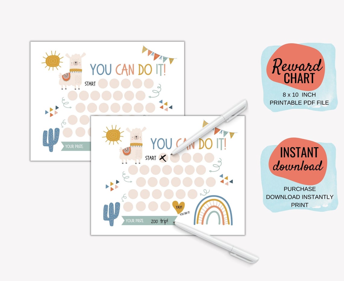 Reward Chart for Kids Printable Rainbow Llama Behavior Chart - Etsy