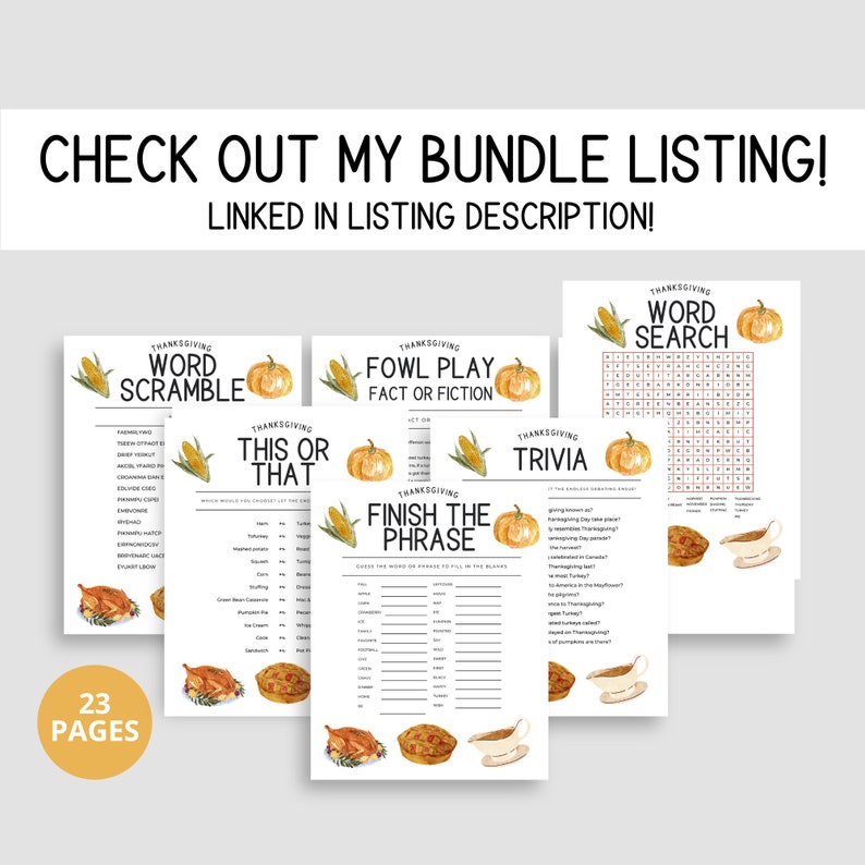Thanksgiving Trivia Game, Think Fast Game, Thanksgiving Printable Games ...