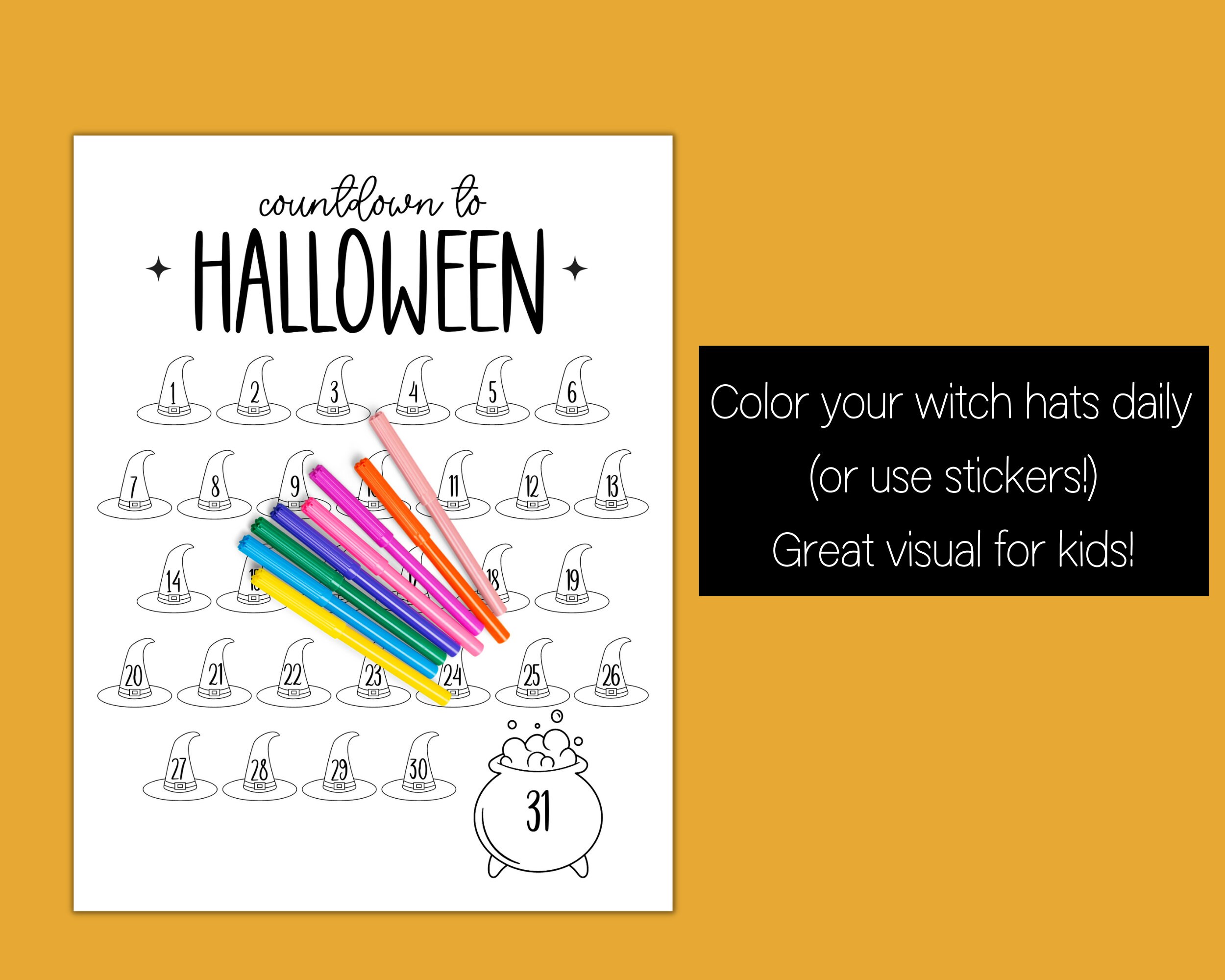 Printable Halloween Countdown, INSTANT DOWNLOAD, Printable Halloween ...