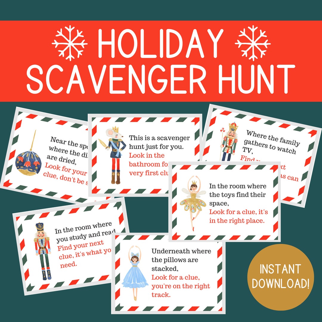 Indoor Christmas Treasure Hunt, Christmas Scavenger Hunt Card ...