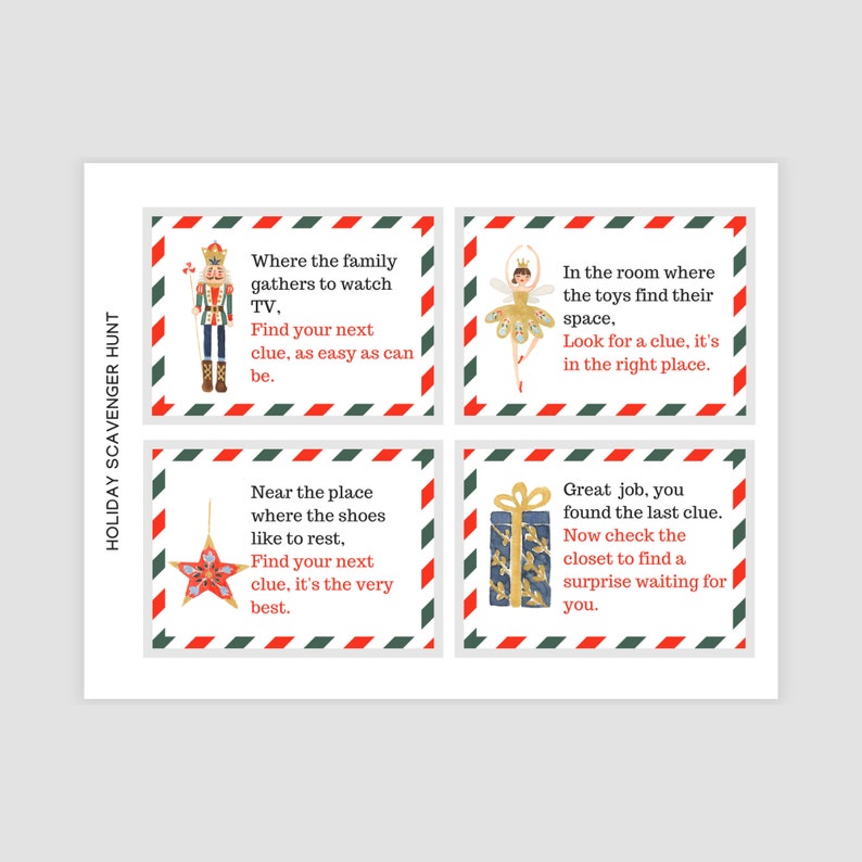 Indoor Christmas Treasure Hunt, Christmas Scavenger Hunt Card ...