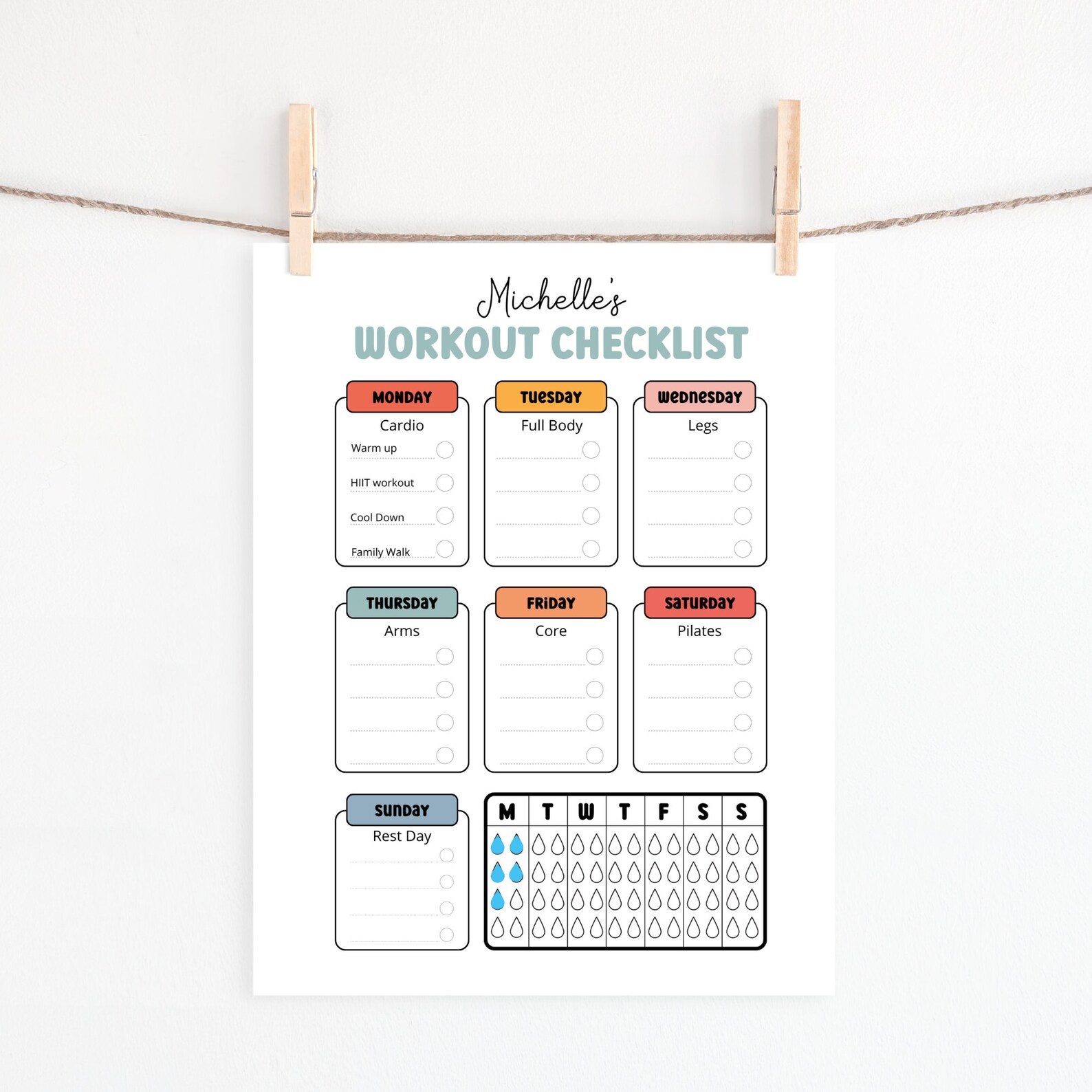 Editable Daily Digital Fitness Planner, Workout Tracker Printable ...