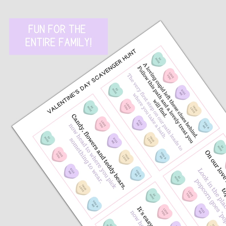 Indoor Valentines Day Scavenger Hunt, Valentines Treasure Hunt ...