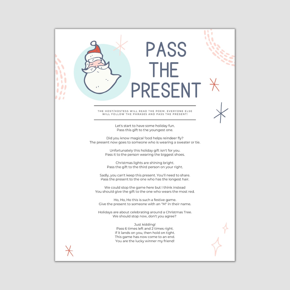 Pass the Present Game, Pass the Gift Game Poem, Pass the Parcel Game ...