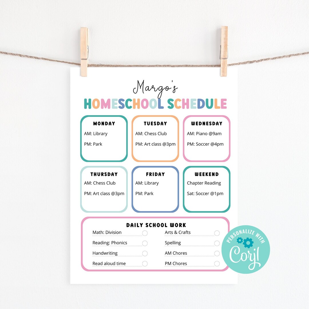 Editable Homeschool Daily Routine Planner Printable - Etsy