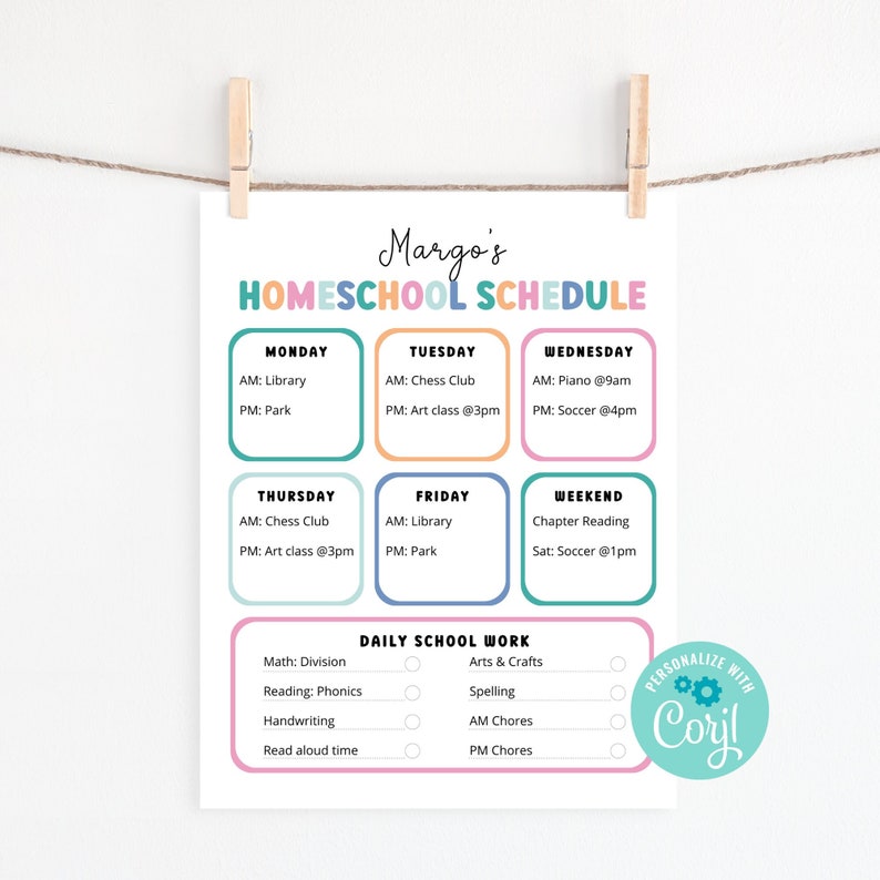 Editable Homeschool Daily Routine Planner Printable - Etsy