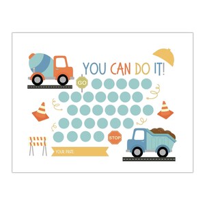 Reward Chart for Kids,printable Construction Trucks Behavior Chart ...
