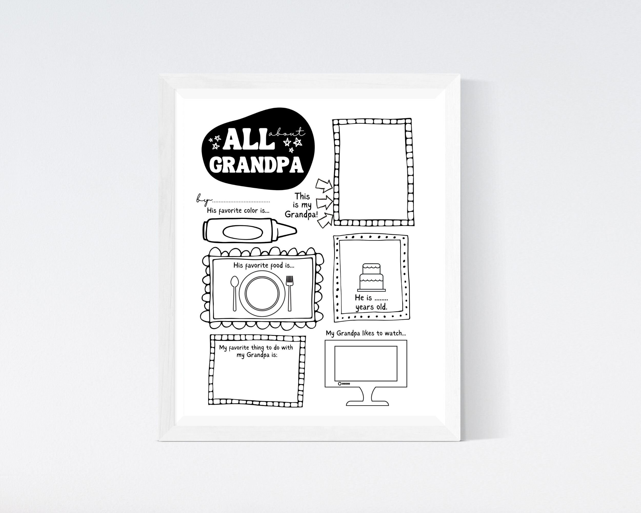 Father's Day Questionnaire Printable, All About Grandpa Fill in ...