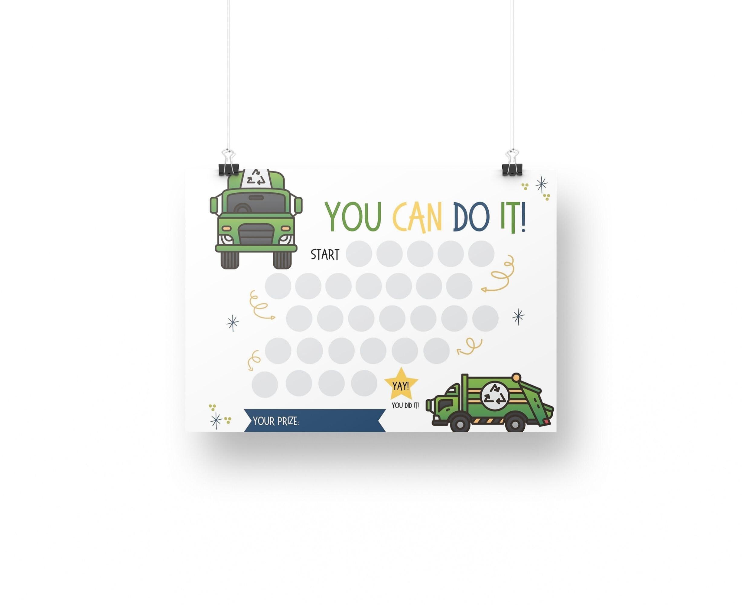 Reward Chart for Kids Printable Garbage Truck Behavior Chart | Etsy ...