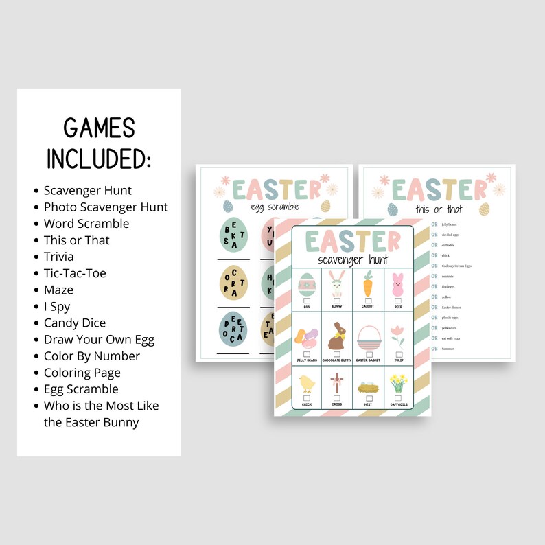 Printable Easter Party Games Easter Scavenger Hunt Easter - Etsy