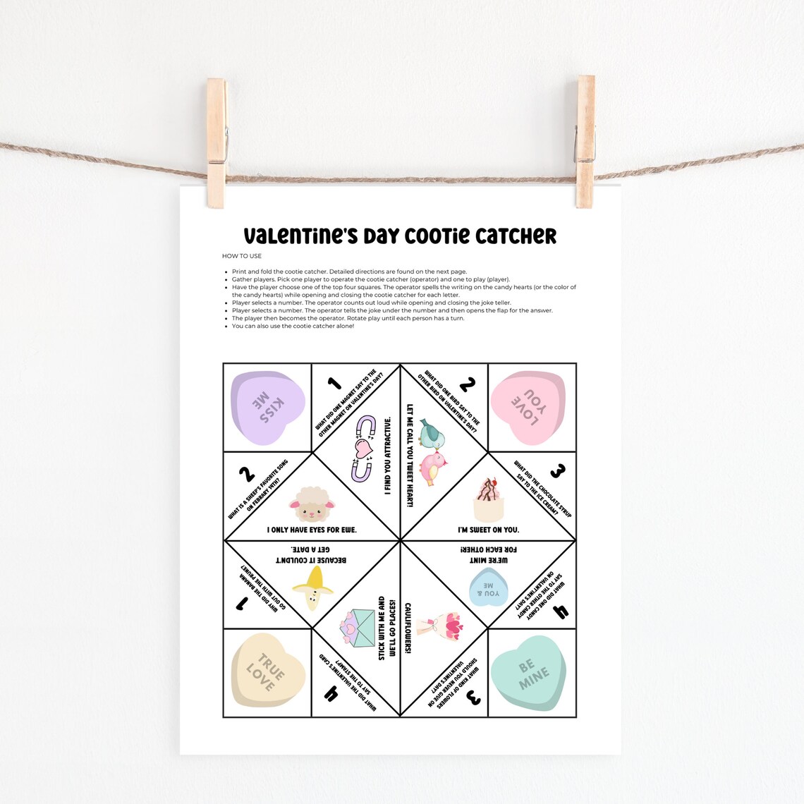 Valentine's Day Cootie Catcher, Valentine's Day Fortune Teller ...