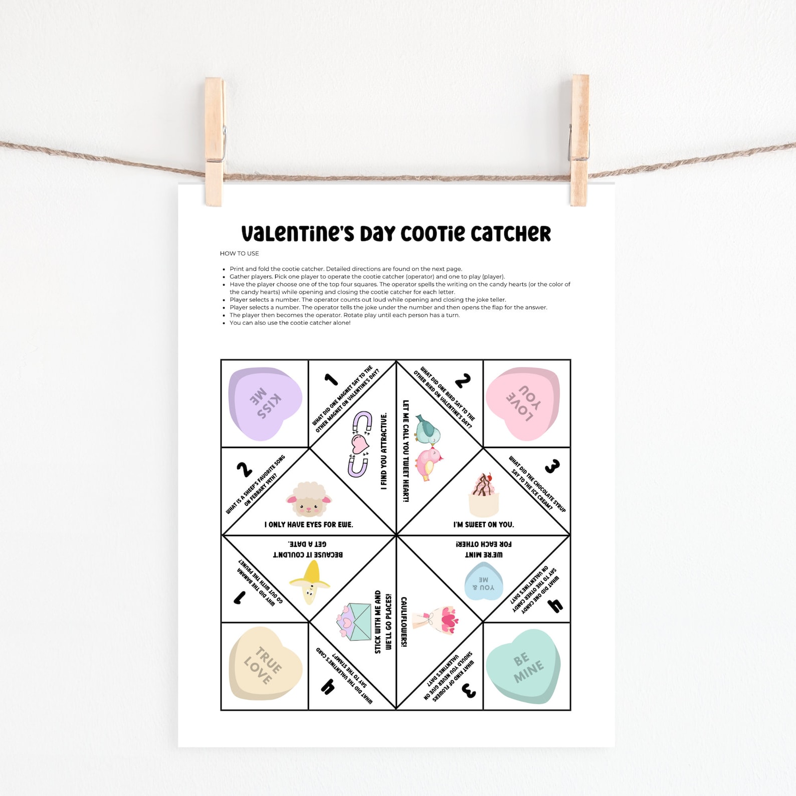 Valentine's Day Cootie Catcher, Valentine's Day Fortune Teller ...