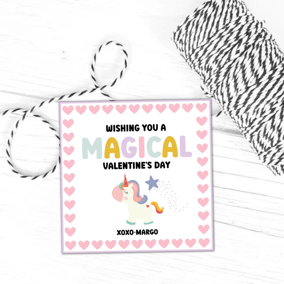 Printable Valentines Day Cards for Kids, Valentine Treat Tags, Unicorn ...