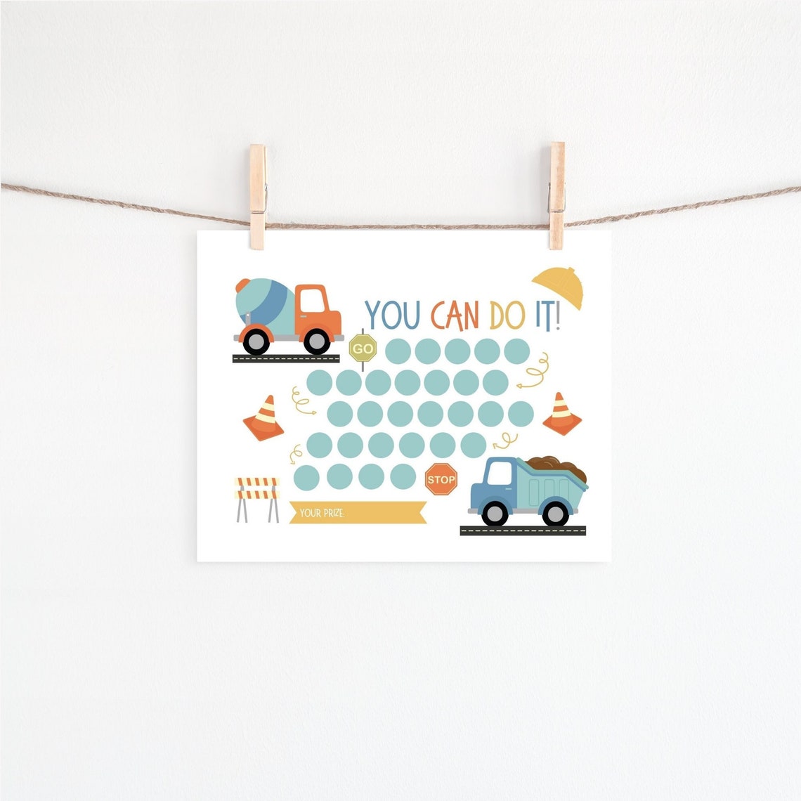 Reward Chart for Kids,printable Construction Trucks Behavior Chart ...