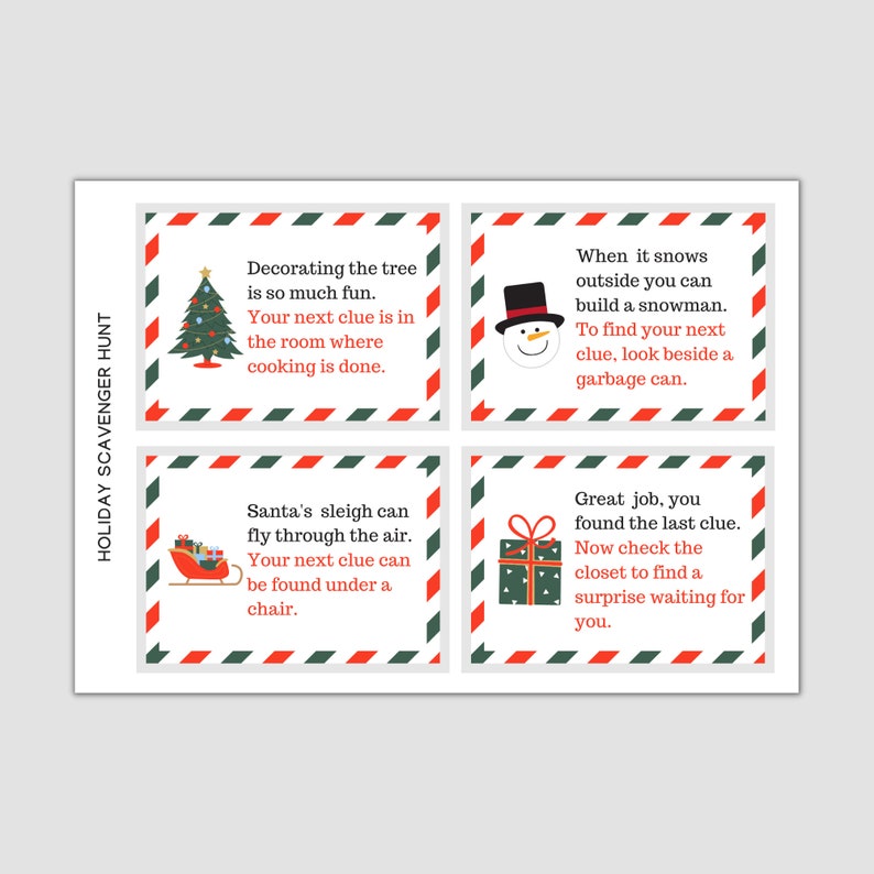 Indoor Christmas Treasure Hunt丨christmas Scavenger Hunt Cards丨christmas ...