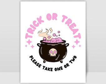 Printable Halloween Candy Bowl Sign, Trick or Treat Candy Bowl Sign ...