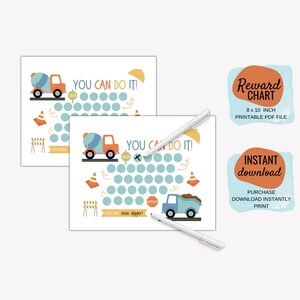 Reward Chart for Kids,printable Construction Trucks Behavior Chart ...