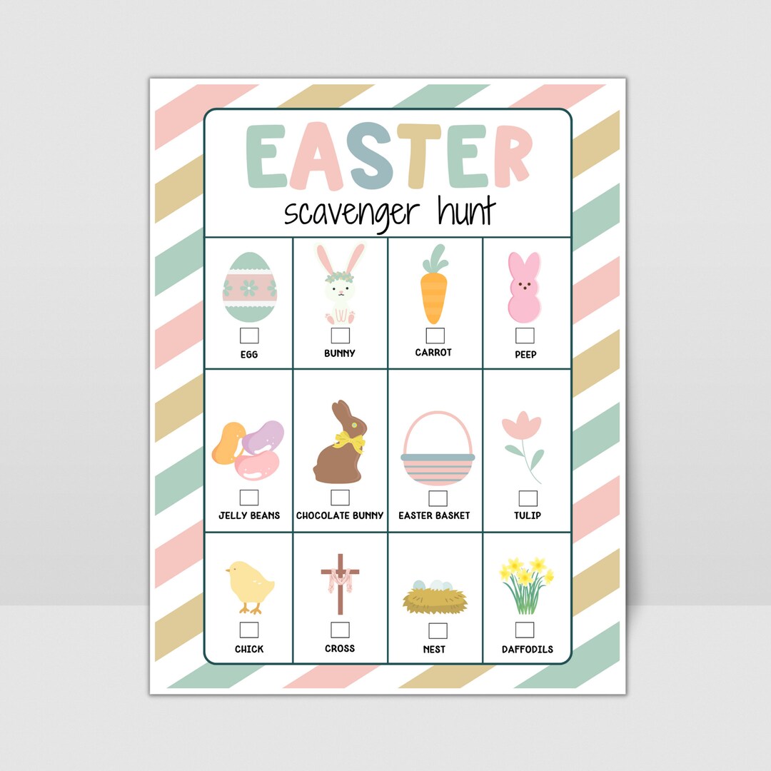 Printable Easter Scavenger Hunt for Kids, Easter Egg Hunt, Easter Party ...