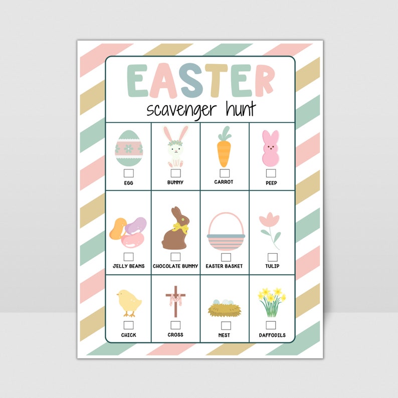 Printable Easter Scavenger Hunt for Kids, Easter Egg Hunt, Easter Party ...