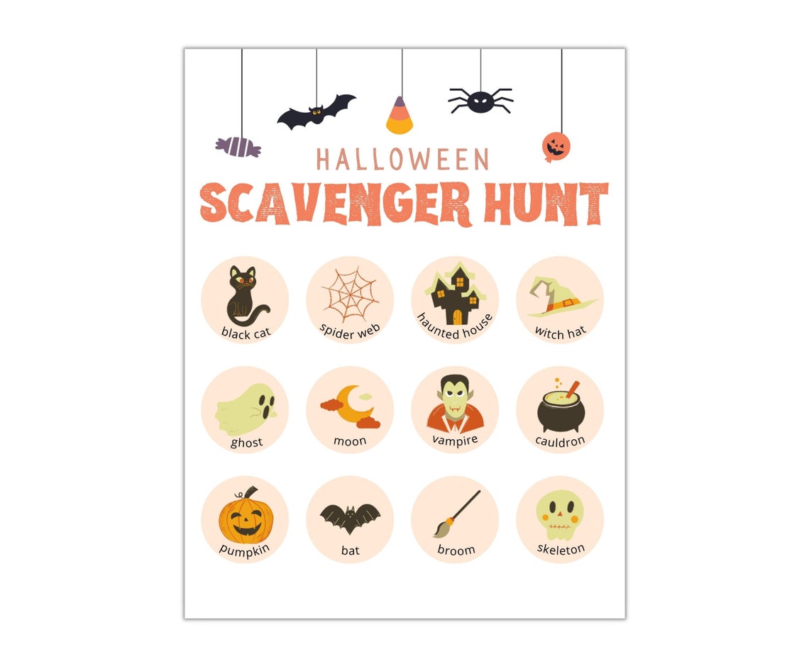 Outdoor Halloween Scavenger Hunt, Printable Halloween Kids Activity ...