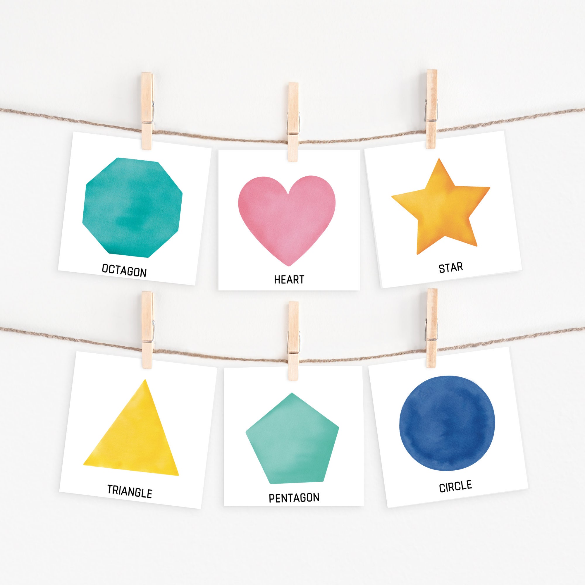 Rainbow Shapes Flash Cards, Preschool Materials, Homeschool Printables ...