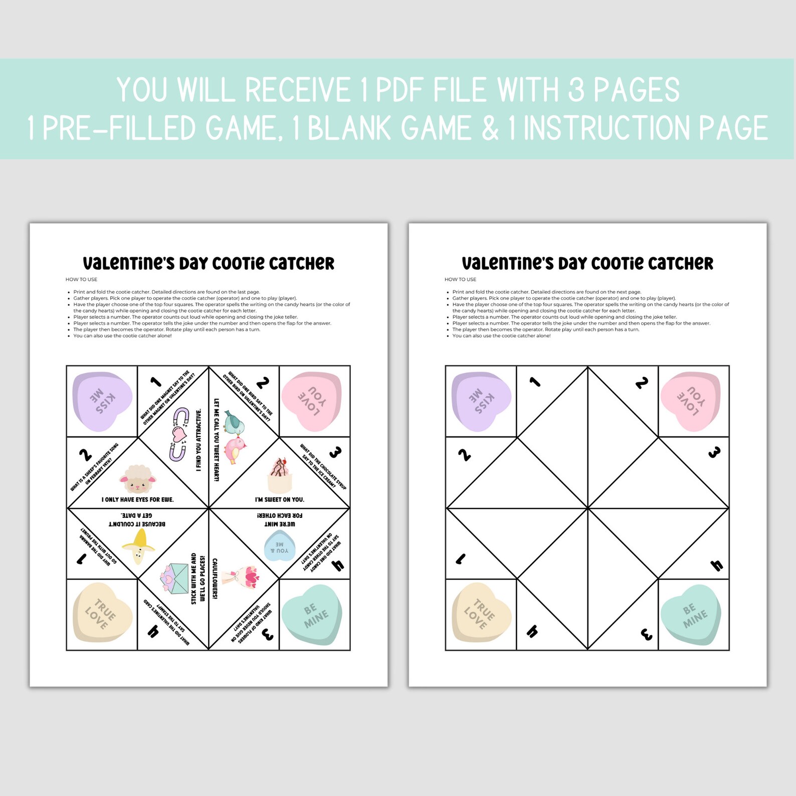 Valentine's Day Cootie Catcher, Valentine's Day Fortune Teller ...