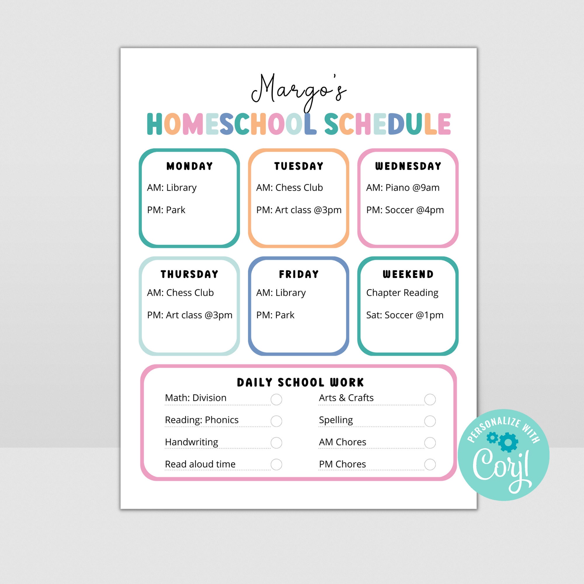 Editable Homeschool Daily Routine Planner Printable - Etsy