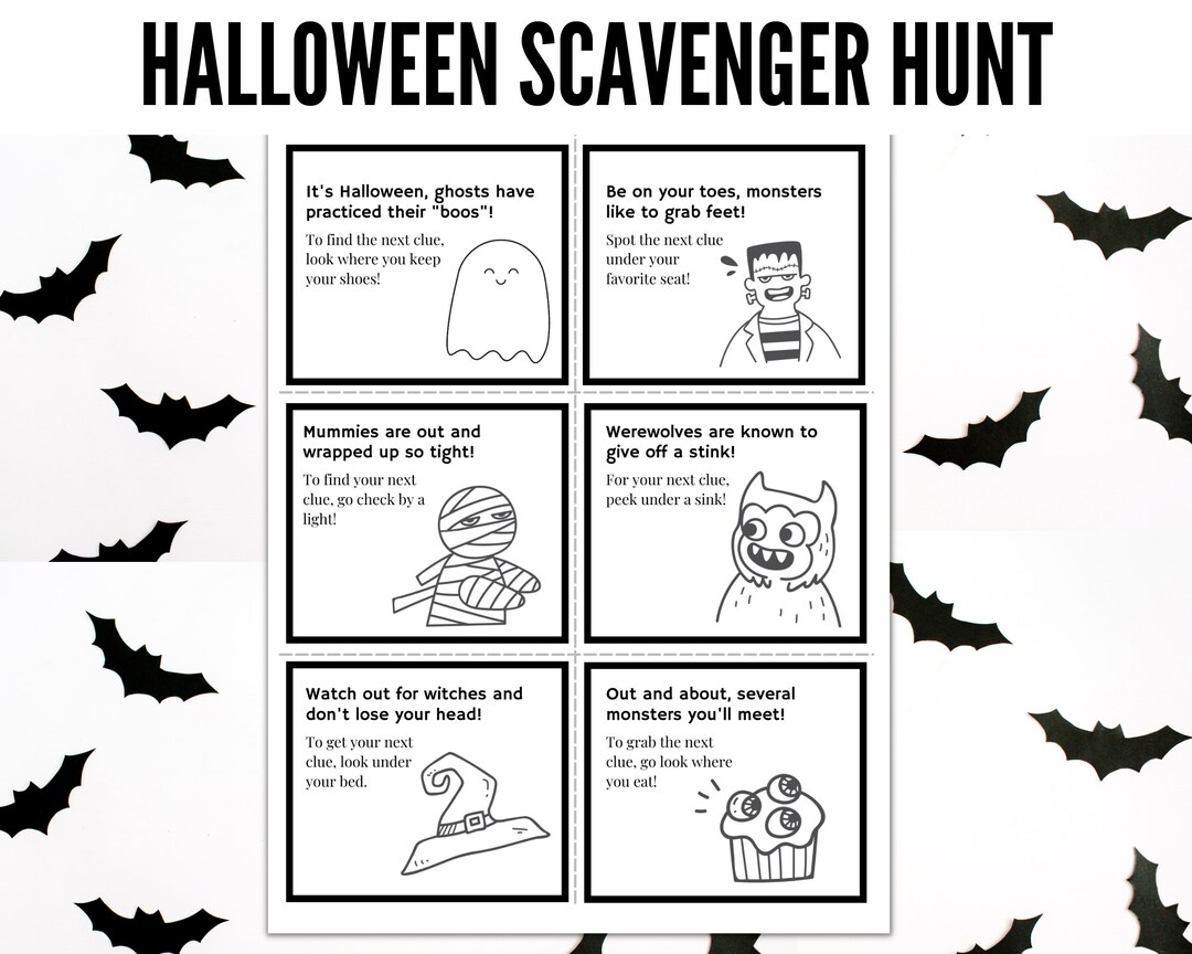 Halloween Scavenger Hunt Printable, Indoor Halloween Scavenger Hunt ...