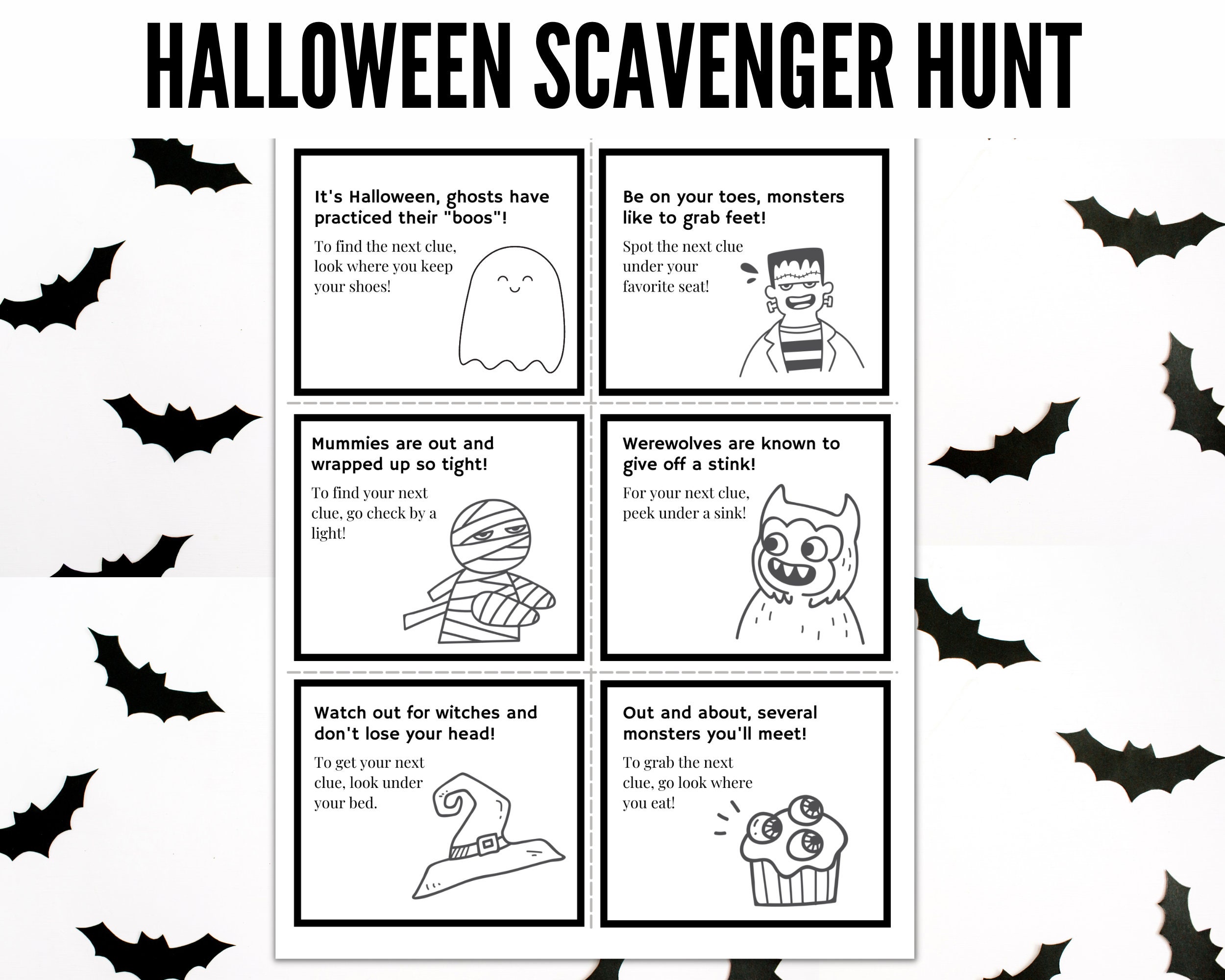 Halloween Scavenger Hunt Printable, Indoor Halloween Scavenger Hunt ...