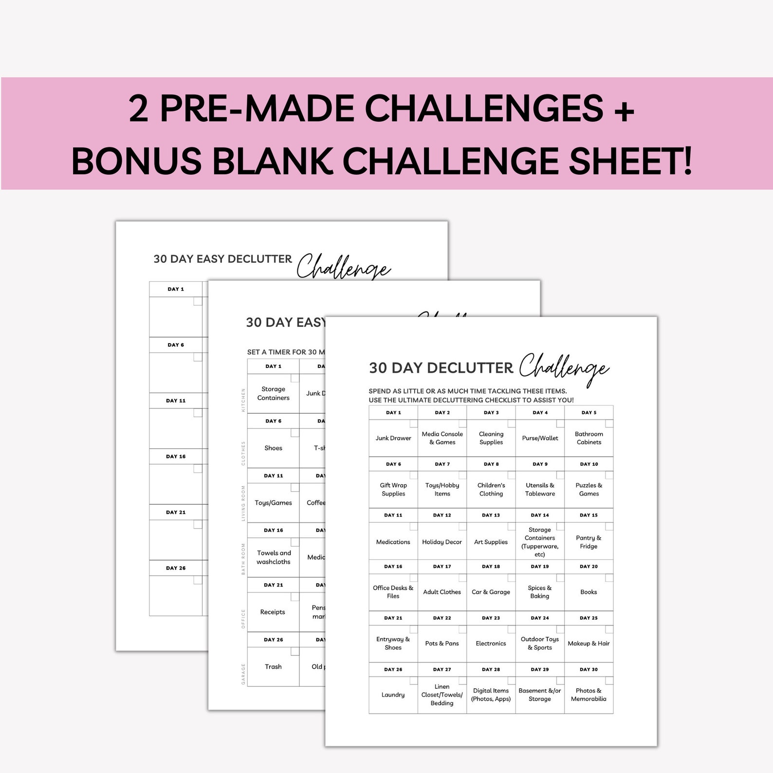 Printable Decluttering Planner 30 Day Challenge, Ultimate Checklist ...