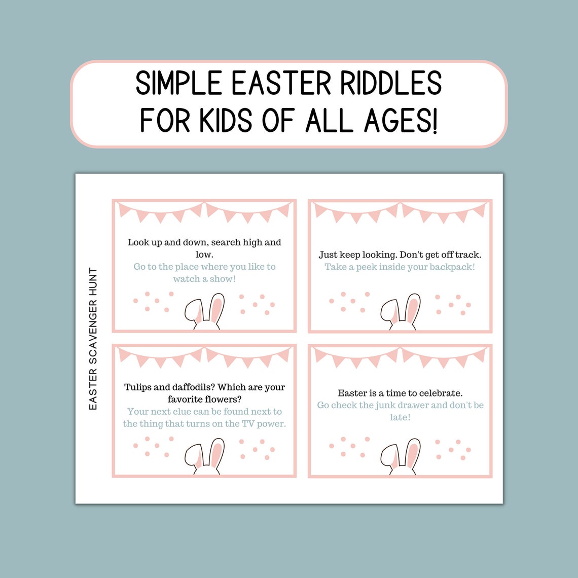 Indoor Easter Scavenger Hunt, Easter Egg Hunt Clues, Easter Treasure ...