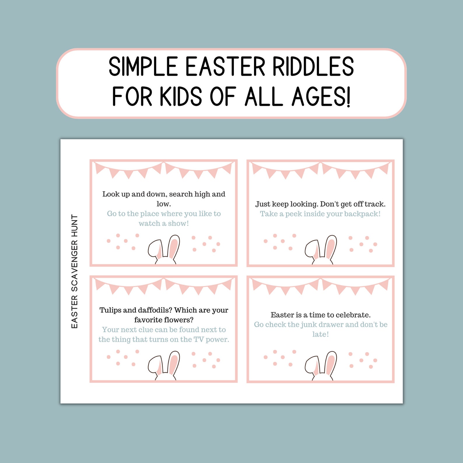 Indoor Easter Scavenger Hunt, Easter Egg Hunt Clues, Easter Treasure ...