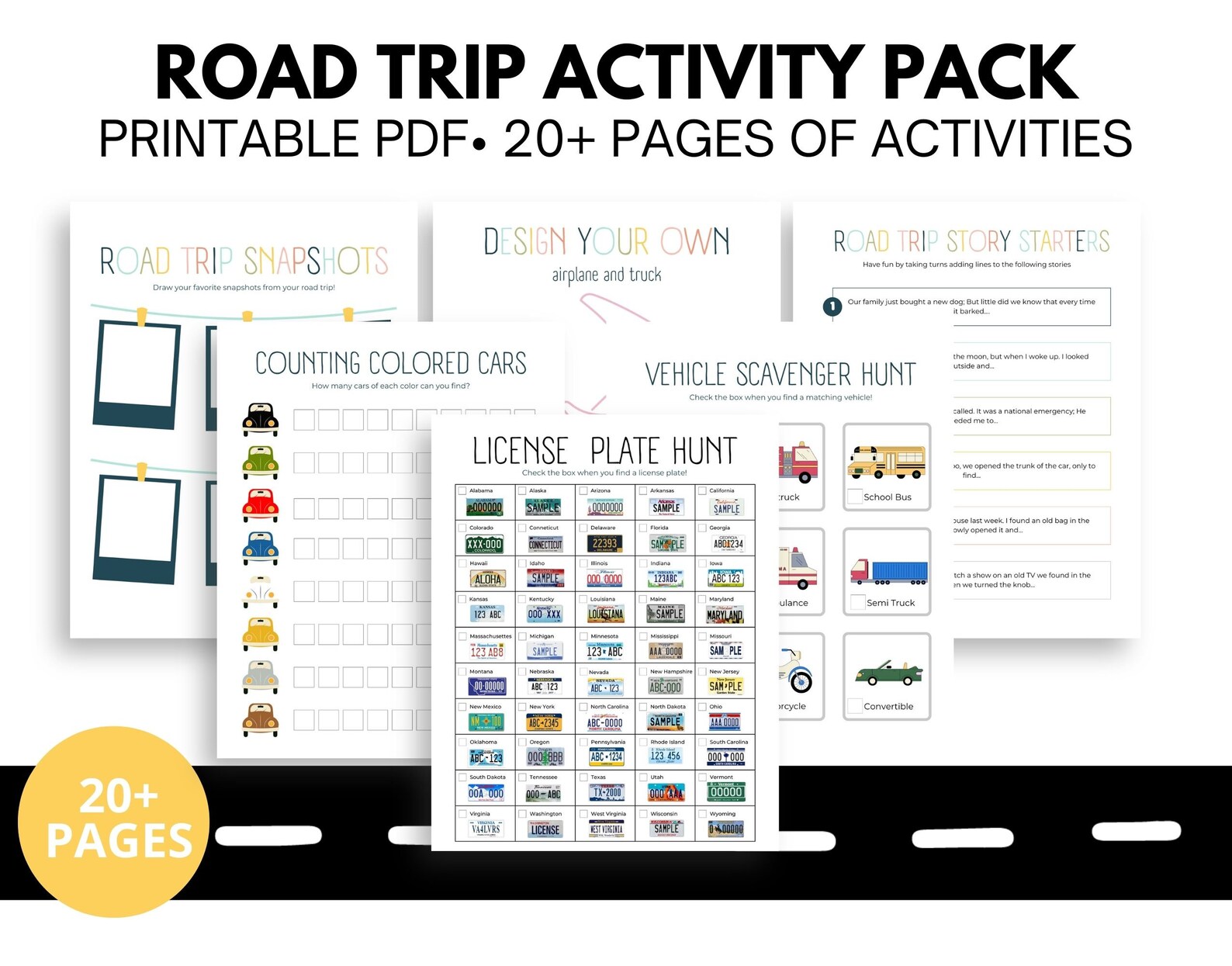 Road Trip Activity Pack, Printable Travel Games for Kids, Kids Travel ...
