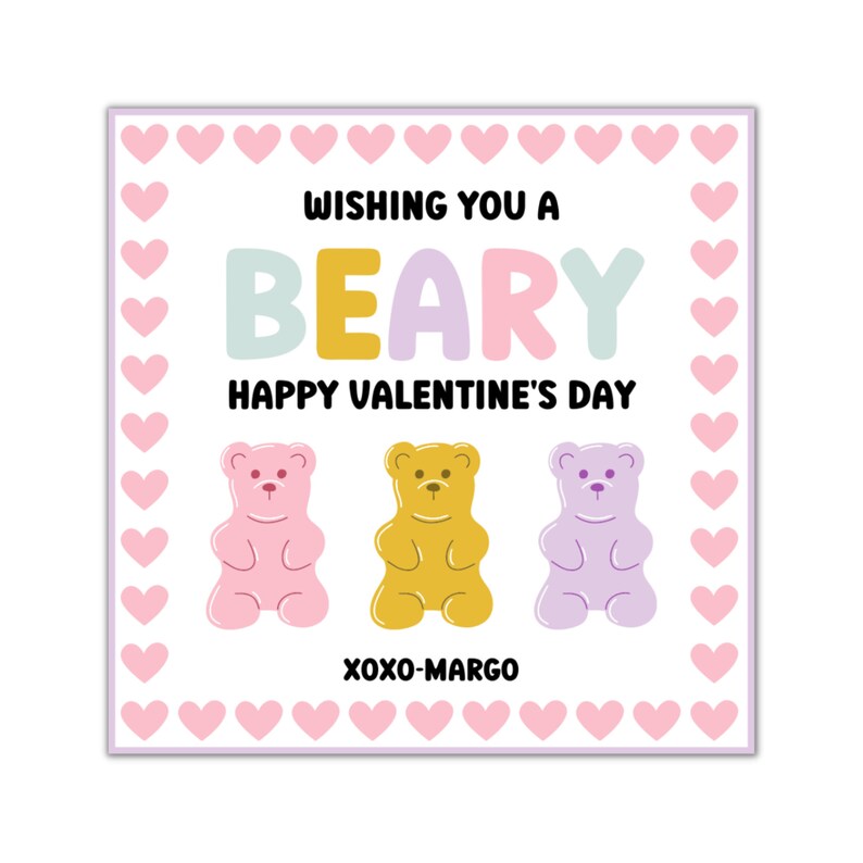 Printable Valentines Day Cards for Kids, Valentine Tags, Gummy Bear ...