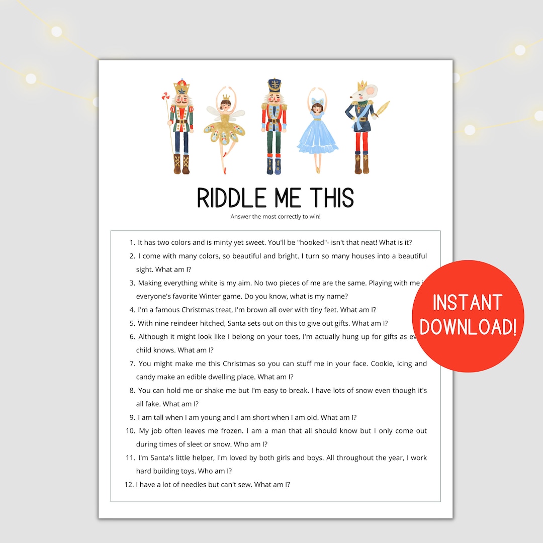 Holiday Riddle Me This, Christmas Riddle Party Game, Christmas Group ...