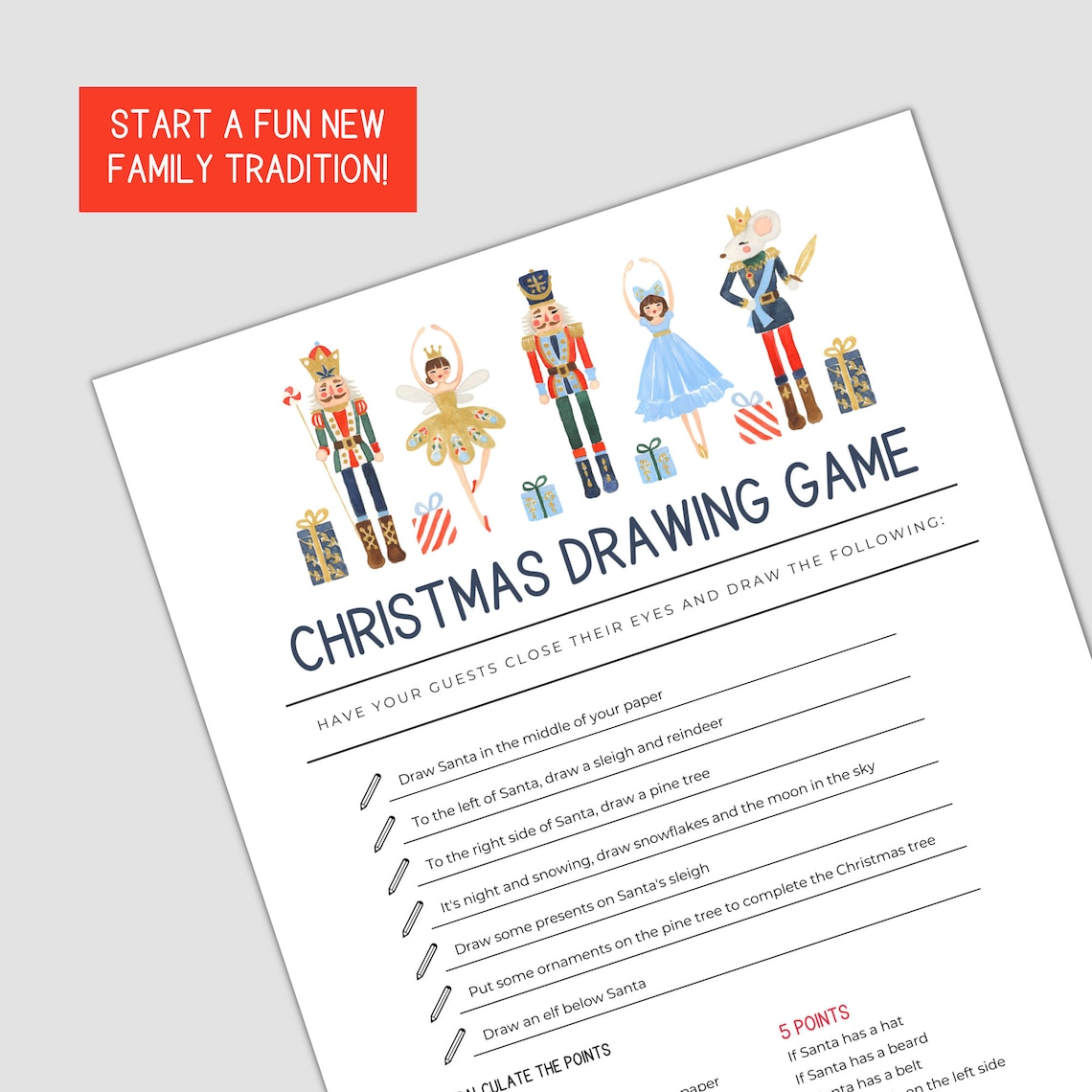 Printable Christmas Drawing Game, Office Holiday Party Game, Christmas ...