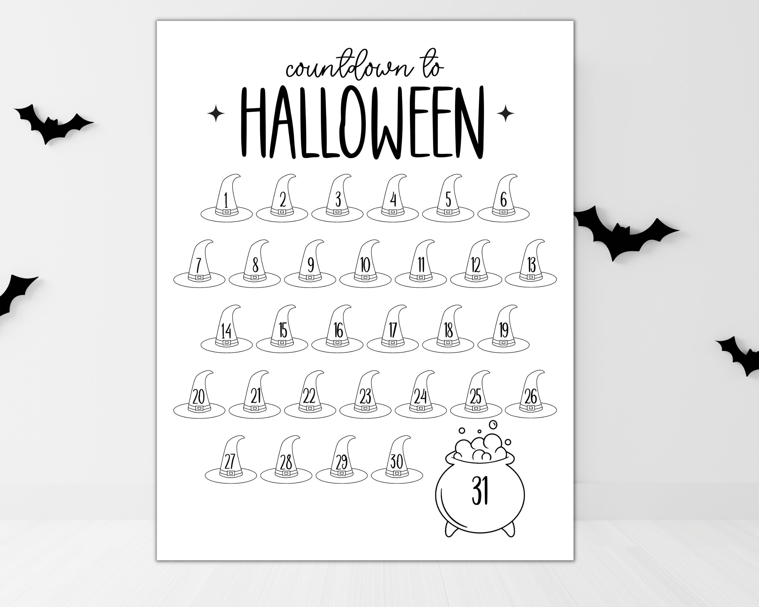 Printable Halloween Countdown, INSTANT DOWNLOAD, Printable Halloween ...