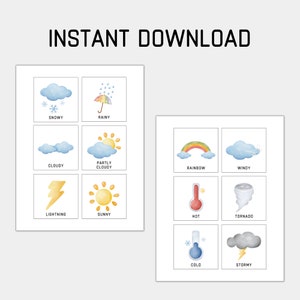 Printable Weather Cards, Preschool Flashcards, Montessori Materials ...