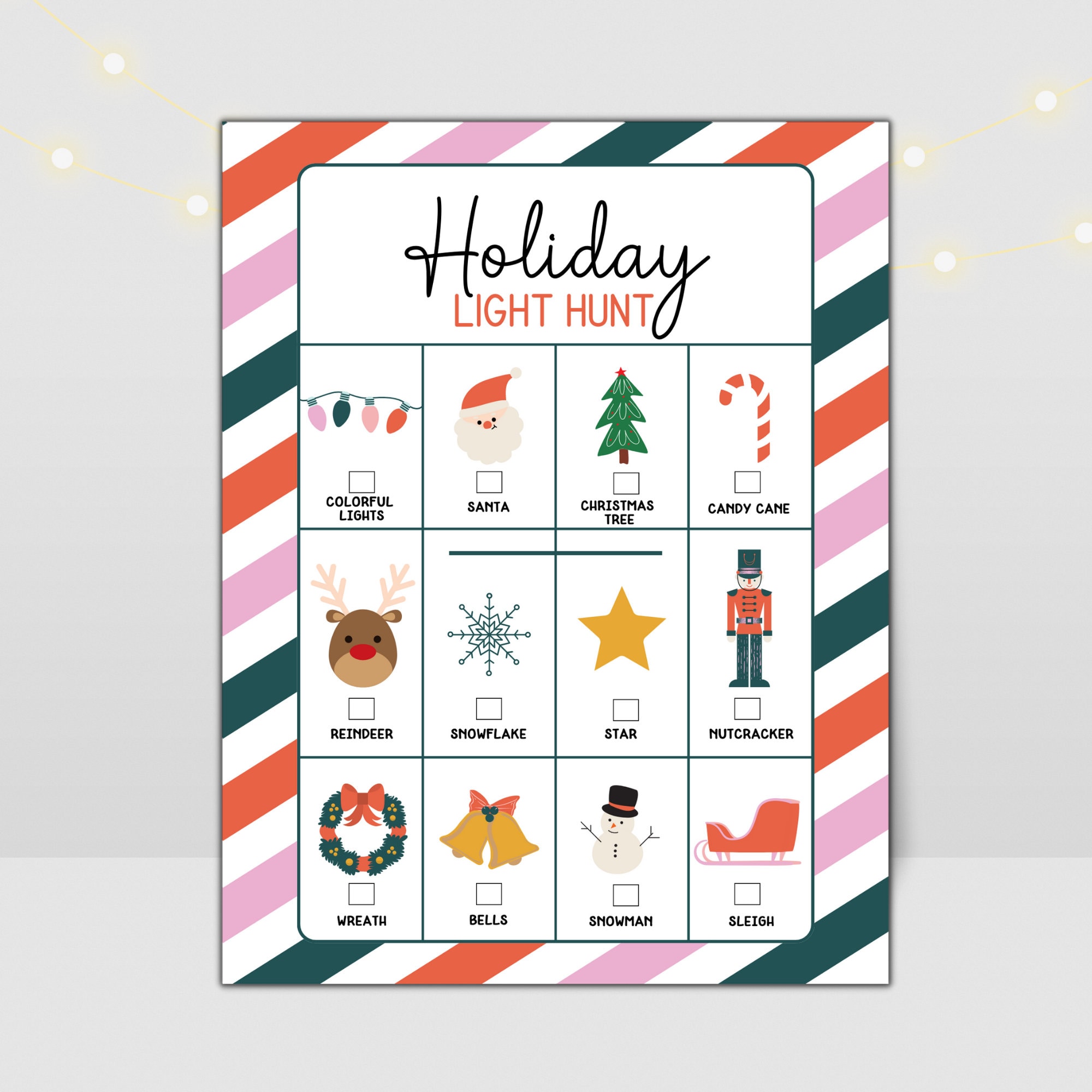 Holiday Scavenger Hunt, Printable Holiday Lights Scavenger Hunt Game ...