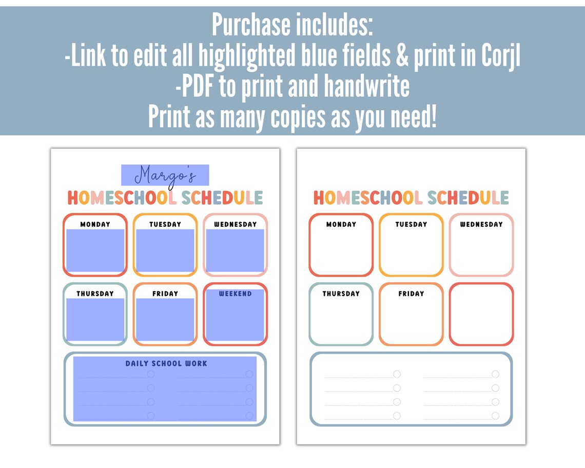 Editable Homeschool Daily Routine Planner Printable - Etsy