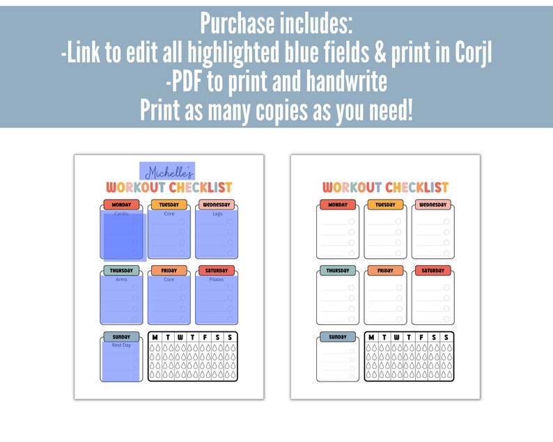 Editable Daily Digital Fitness Planner Workout Tracker - Etsy