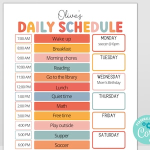 Daily Routine Schedule for Kids Template - Etsy