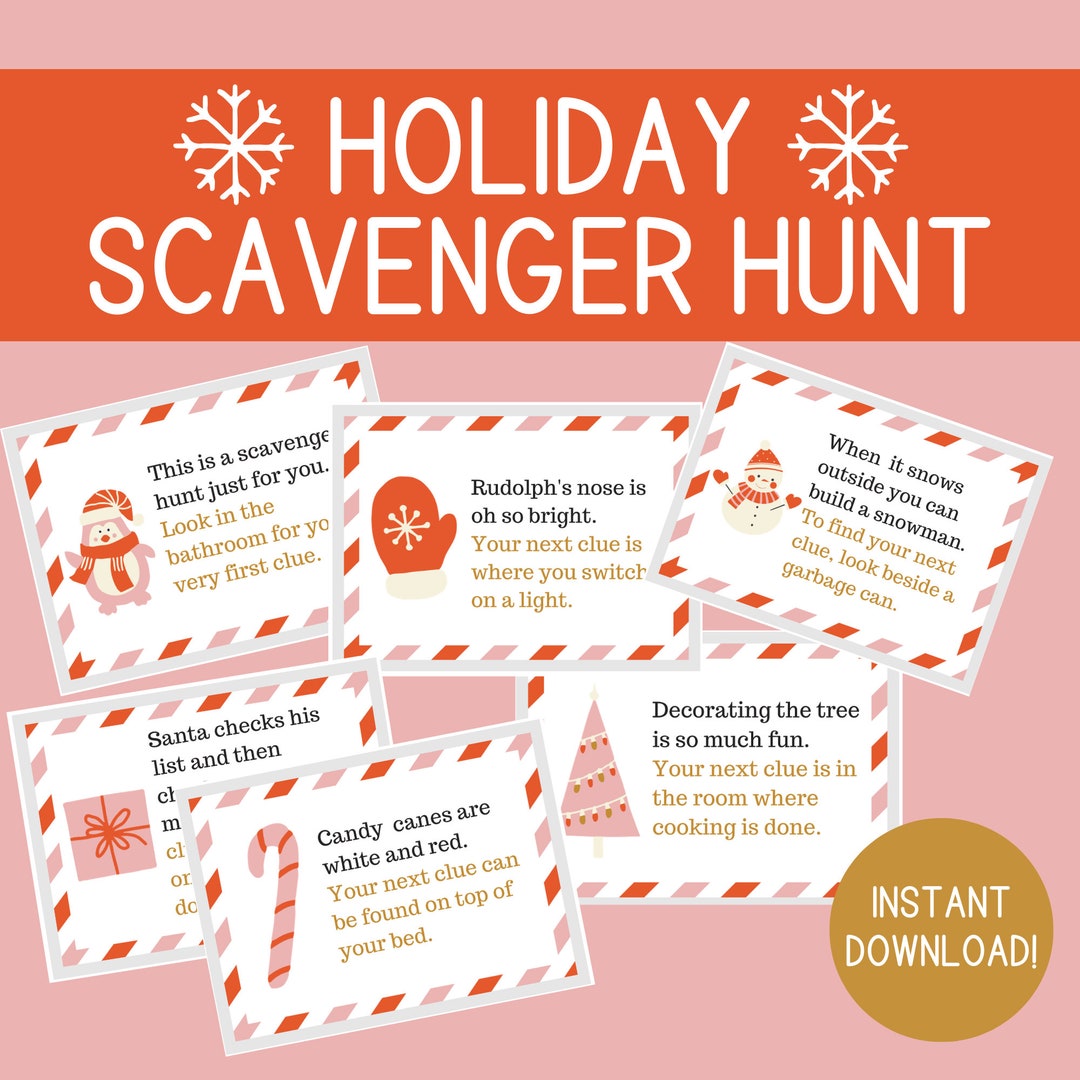 Indoor Christmas Treasure Hunt丨christmas Scavenger Hunt Cards丨christmas ...