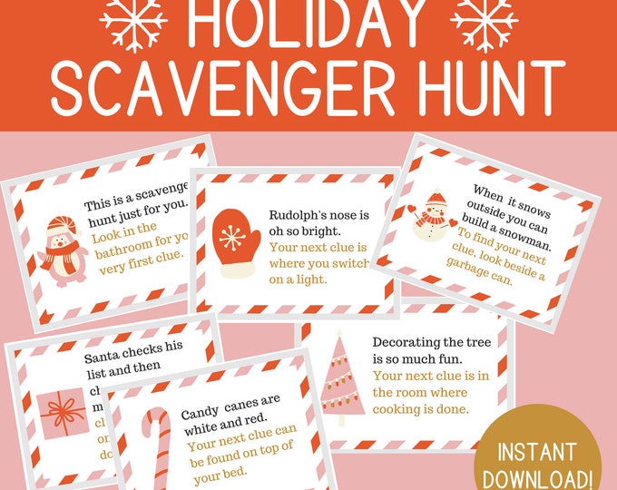 Indoor Christmas Treasure Hunt丨christmas Scavenger Hunt Cards丨christmas ...