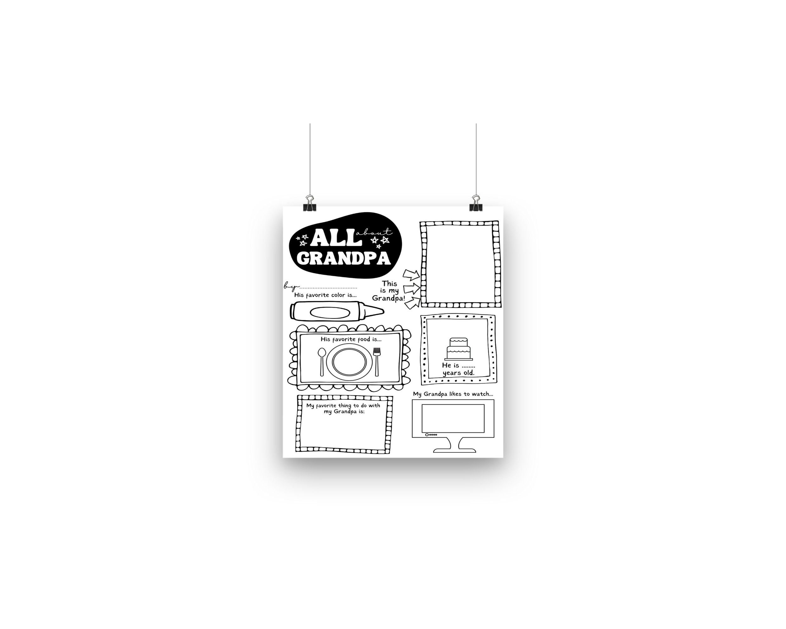 Fathers Day Questionnaire Printable All About Grandpa Fill In