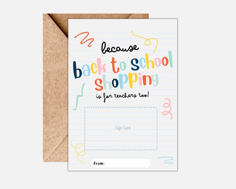 Printable Teacher Gift Card Holder, Back to School Shopping for ...