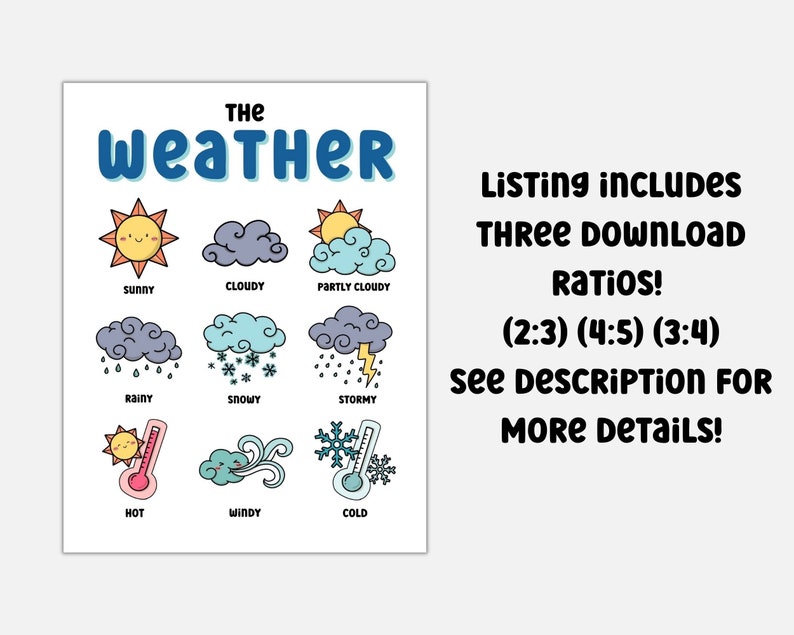 Weather Chart Education Printable Homeschool Resources | Etsy