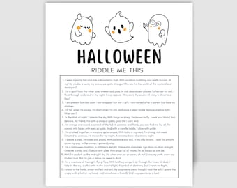 Halloween Riddle Me This, Halloween Trivia Game, Halloween Party Game ...